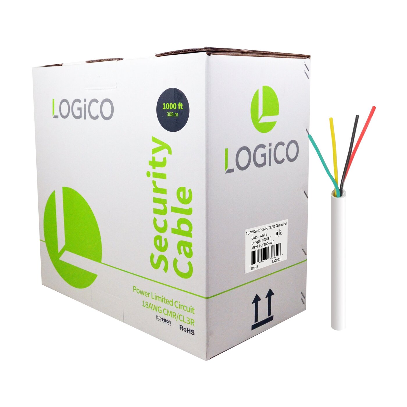 Security Cable 18/4 BC CMR/Cl3R Stranded 1000Ft White