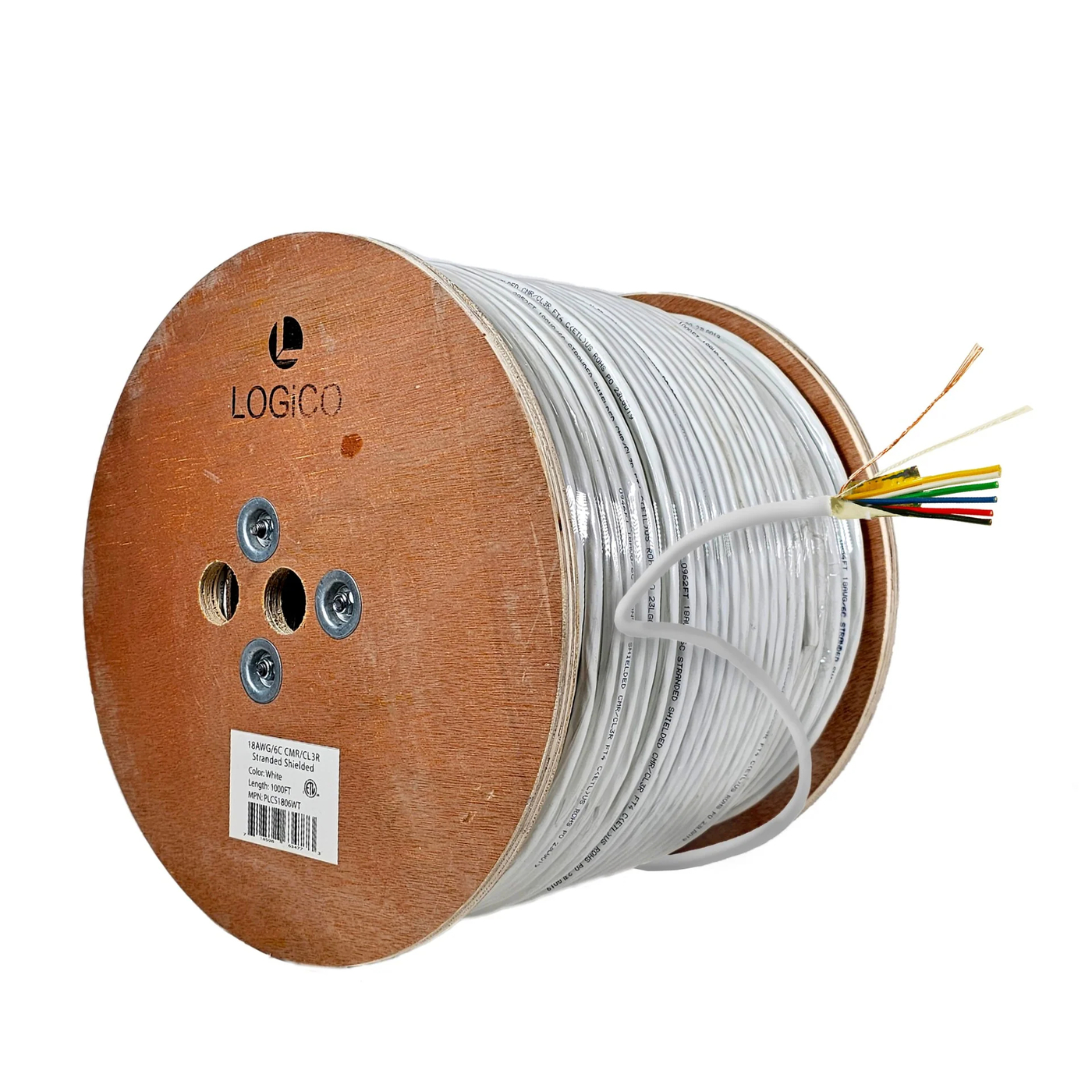 18AWG/6C STRANDED BC SHIELDED CMR/CL3R 1000FT WHITE