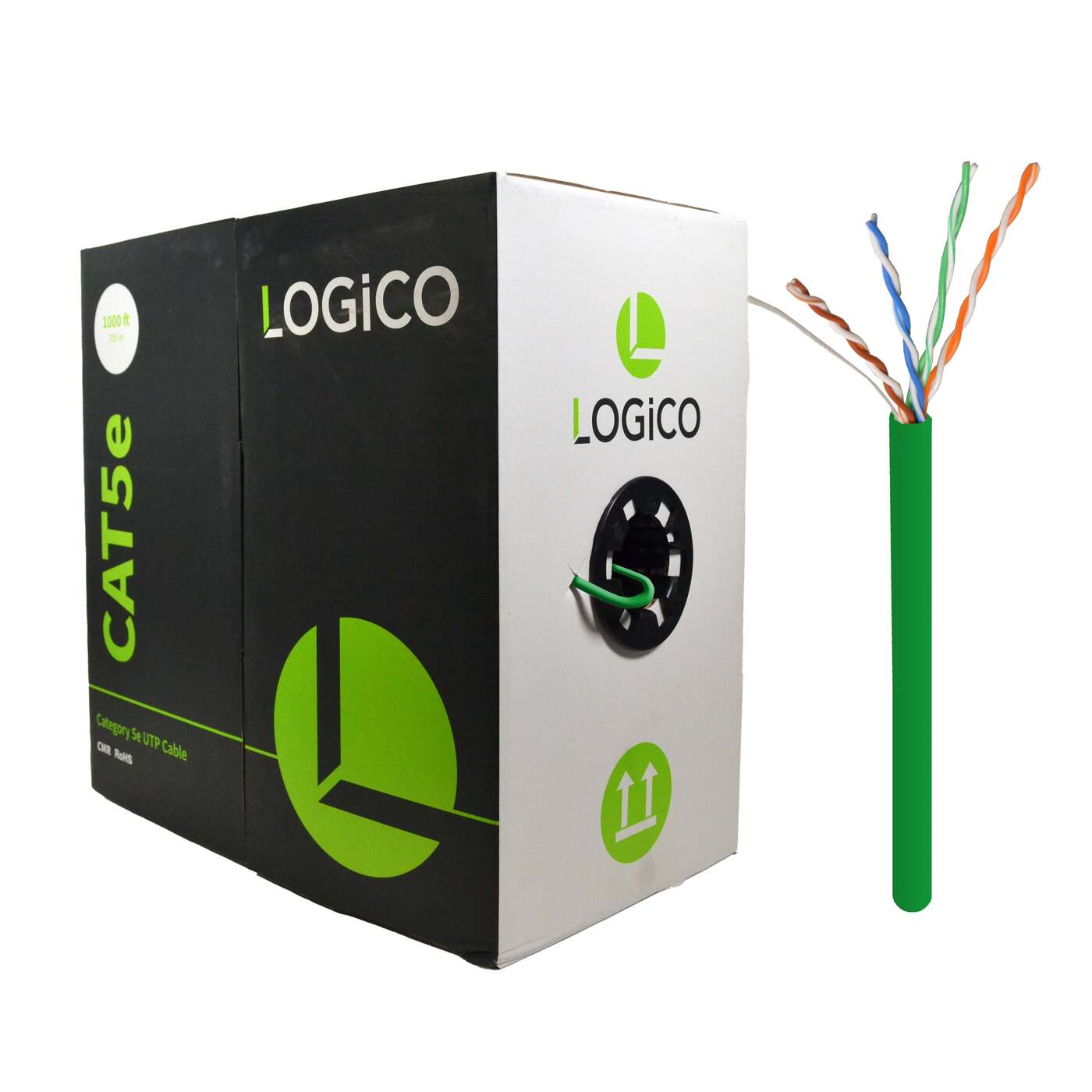 Logico Cat5e UTP 1000ft Bulk Ethernet Network Cable 350Mhz Pure Copper ...